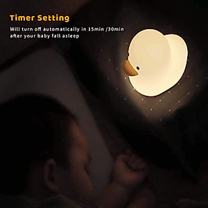 ipalmay Home Night Lights for Kids USB Rechargeable Lamps, ABS+PC Bedside Lamp for Breastfeeding, Touch Control&Timer Setting, White Duck
