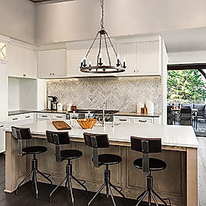 Farmhouse Chandeliers Rustic Round Wagon Wheel 8-Light Fixture for Dining & Living Room, Bedroom and Foyer