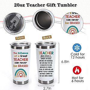 tGifGLonyi Teacher Appreciation Gifts for Women,Teachers Tumbler From Student, Gifts For Coach,Funny Socks Thank You Basket Box for New Teachers, Coffee Mug 20 oz