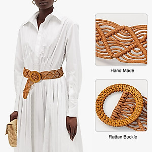 Suyi Boho Belt for Women Braided Woven Belts Bohemian Waist Belts for Dress Brown