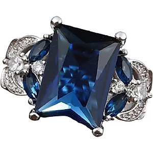 925 Sterling Silver Ladies Sapphire Rings Gorgeous Rings Angel Wings Wedding Rings Charming Fashion Marquise Rings Moonstone Diamond Jewelry Casual Accessories Engagement Rings Size 6-10 586 (7)