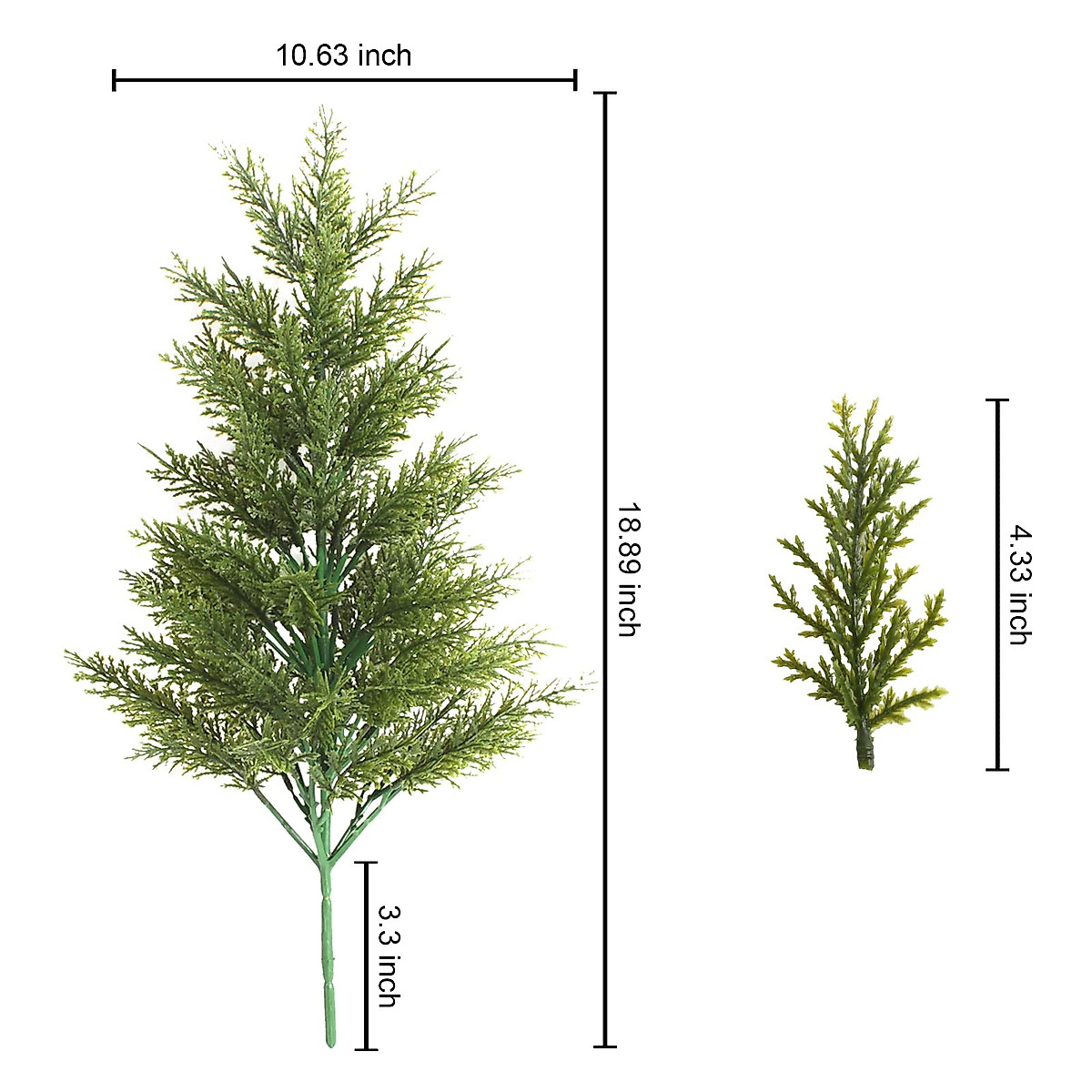 4 Pack Faux Mini Pine Trees 18.89inch Cedar Stems Small Artificial Christmas Tree Xmas Seasonal Indoor Outdoor Home Garden Decor Holiday Decorations,Green