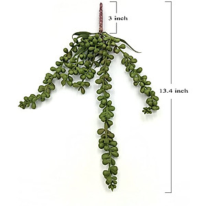 HUIANER Artificial Succulent Plants, 13.4" Fake Hanging String of Pearls Simulation Greenery Plants for Christmas Wall Home Kitchen Office Garden Wedding Decor, Pack of 2