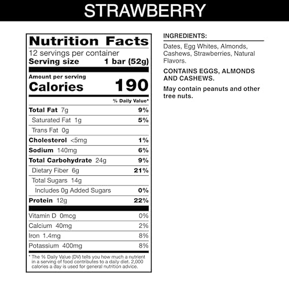 RXBAR Protein Bars, 12g Protein, Gluten Free Snacks, Strawberry, 22oz Box (12 Bars)