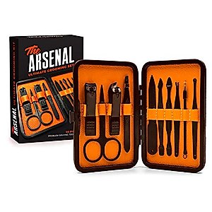 Ultimate Men's Grooming Kit, 10-Piece Set - The Arsenal Gift Set by Wild Willies, Multi-Purpose Manicure, Pedicure & Facial Tools Include Nail Clippers, Scissors, Tweezers & Blackhead Remover