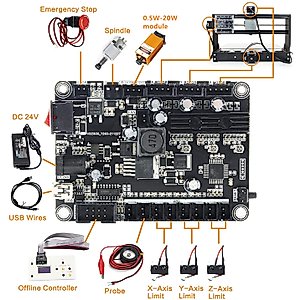 CNCTOPBAOS CNC 3018 Pro Max 3 Axis Desktop DIY Mini Wood Router Kit PCB PVC Milling Engraver Engraving Carving Machine GRBL Control with offline controller Hand Control (w/Offline Controller)