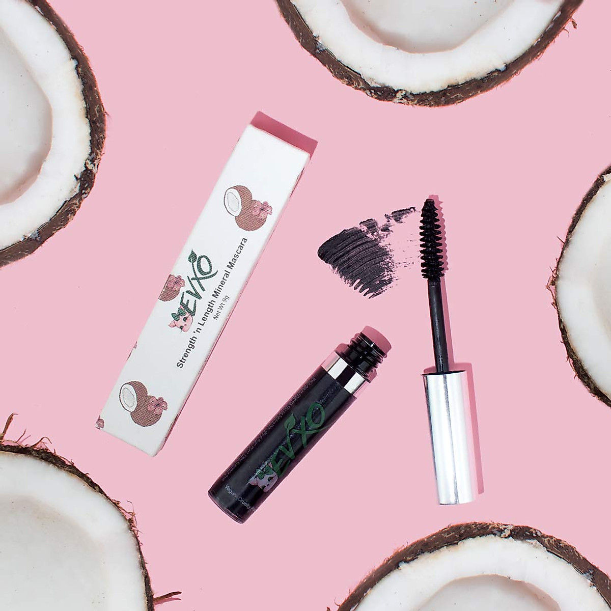 Mineral Mascara by EVXO - All Natural, Organic Ingredients, Hypoallergenic, Vegan, Cruelty Free, Gluten Free (Black)