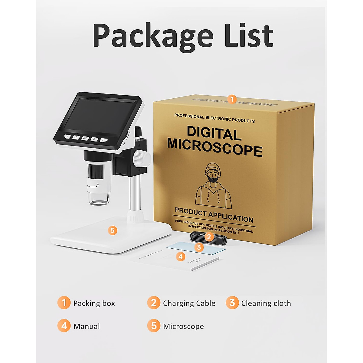 4.3" Coin Microscope - Aopick LCD Digital Microscope 1000X, 1080P USB Coin Magnifier for Error Coins with 8 Adjustable LED Lights, PC View, Compatible with MacOS Windows