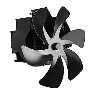 6 Blade Wood Stove Fan Heat Powered Hanging Stove Fan Silent Flue Pipe Fireplace Fan for Wall Mount (Black)
