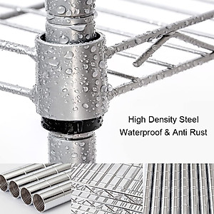 Doredo 6 Tier Wire Shelving Unit with Baskets Shelving, Height Adjustable Wire Shelves, Metal Storage Rack for Kitchen, Bathroom, Laundry (13.5" D x 13.5" W x 63" H, Silver)