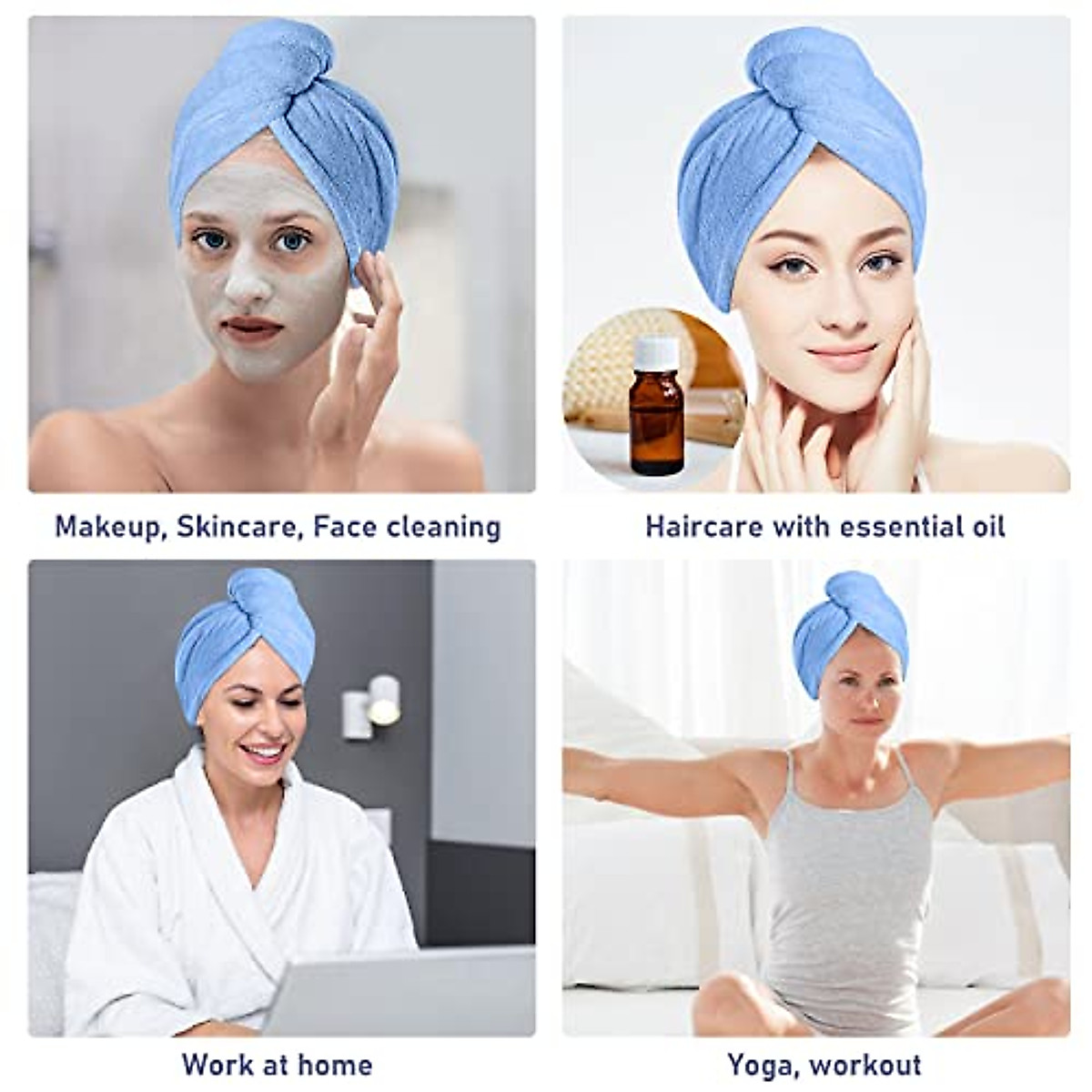 Aivoch Hair Drying Towels, 5pcs Twist Women's Soft Shower Towels for Hair Turban Wrap Drying Head Towels for Girl Women (25 x 65cm)