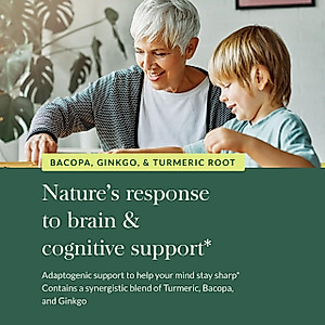 Gaia Herbs Agile Mind - Brain & Cognitive Support Herbal Supplements - with Organic Turmeric Root, Bacopa, Black Pepper, and Ginkgo Biloba - 60 Vegan Liquid Phyto-Capsules (30-Day Supply)