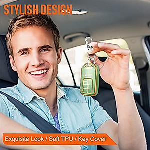 Toykee Key Fob Cover Keychain Accessories for Honda for Accord Civic CR-V CRV Pilot Passport HRV EX EX-L Touring Odyssey 5 Buttons, TPU Case+D-Ring+Hook(Green)