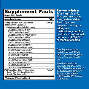 Nature’s Way Fortify Optima Daily Probiotic 60 Billion 15 Strains Digestive and Immune Support* with Prebiotics 30 Capsules