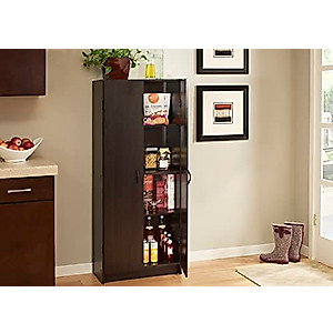 ClosetMaid Pantry Cabinet Cupboard with 2 Doors, Adjustable Shelves Standing, Storage for Kitchen, Laundry, or Utility Room, Espresso
