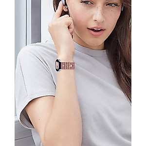 ORATYFAN Bands for Samsung Galaxy Watch 7/4/5/6 with Charms, 20mm Women Floral Engraved Silicone Strap with Decorative Rings for Watch 6/Watch 5 Pro/Watch 4 Classic 46mm 42mm/Watch 3 41mm/Active 2