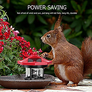 Happyyami Outdoor Spotlight LED Solar Powered Lighthouse 360 Degree Rotating Lamp Statue Rotating Lights Beacon Tower Hanging for Garden Outdoor Decor Red Fence Decor