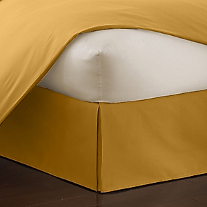 Ethereal Bedding 400-TC Sateen 1-PC Luxury Split Corner Tailered Bed Skirt RV Camper Short Queen Solid Gold 20'' Inches Drop Length 100% Egyptian Cotton