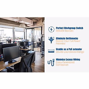 Intellinet 8-Port Gigabit Ethernet PoE+ Switch with PoE Passthrough - 85W PoE Budget, 30 W per Port, 16 Gbps Switch Fabric - 3 Yr Mfg Warranty-561679