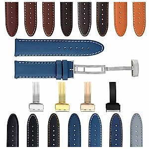 Ewatchparts 18-24MM GENUINE LEATHER WATCH BAND SMOOTH DEPLOY CLASP COMPATIBLE WITH IWC