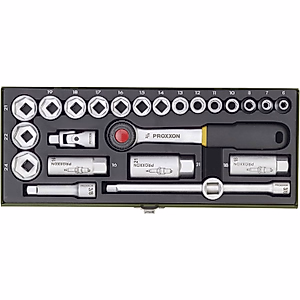 PROXXON 23110 Socket Set, 0 V, Multi-Colour, 3/8-Inch, Set of 24 Piece