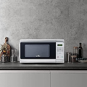 Willz Countertop Small Microwave Oven, 6 Preset Cooking Programs Interior Light LED Display 0.7 Cu.Ft 700W White WLCMD207WE-07