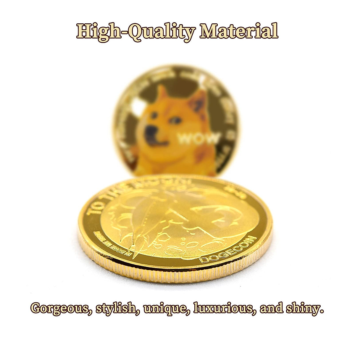 KANGHE 2pcs Dogecoin Coin Collection, Doggie Virtual Coin, Shiba Inu Coin Gold-Plated and Silver-Plated Commemorative Ccoin