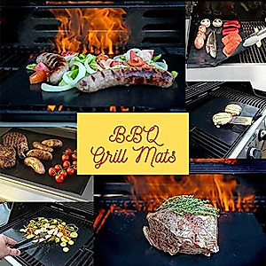 NA1 HomeEarth Grill Mat Set of 5 – For cooking and baking; Non-stick BBQ mats, Dishwasher safe, Reusable, Heavy Duty, Anti static ; For Microwave, BBQ, Air Fryer, All Grill types - BLACK