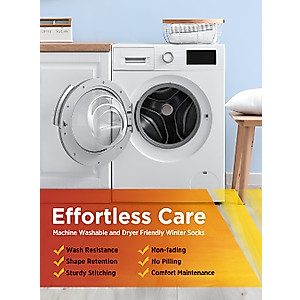 Bymore 2Pairs Thermal Socks for Men,Heated Thick Crew Socks,Warm Winter Socks Insulated Cold Weather