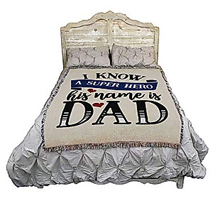 Pure Country Weavers I Know a Super Hero Name Dad Blanket - Gift Tapestry Throw Woven from Cotton - Made in The USA (72x54)
