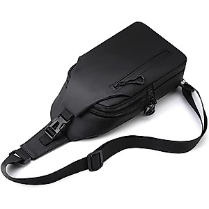 Small Sling Black Crossbody Backpack Shoulder Bag for Men Women, Lightweight One Strap Backpack Sling Bag Backpack for Hiking Walking Biking Travel Cycling USB Charger Port