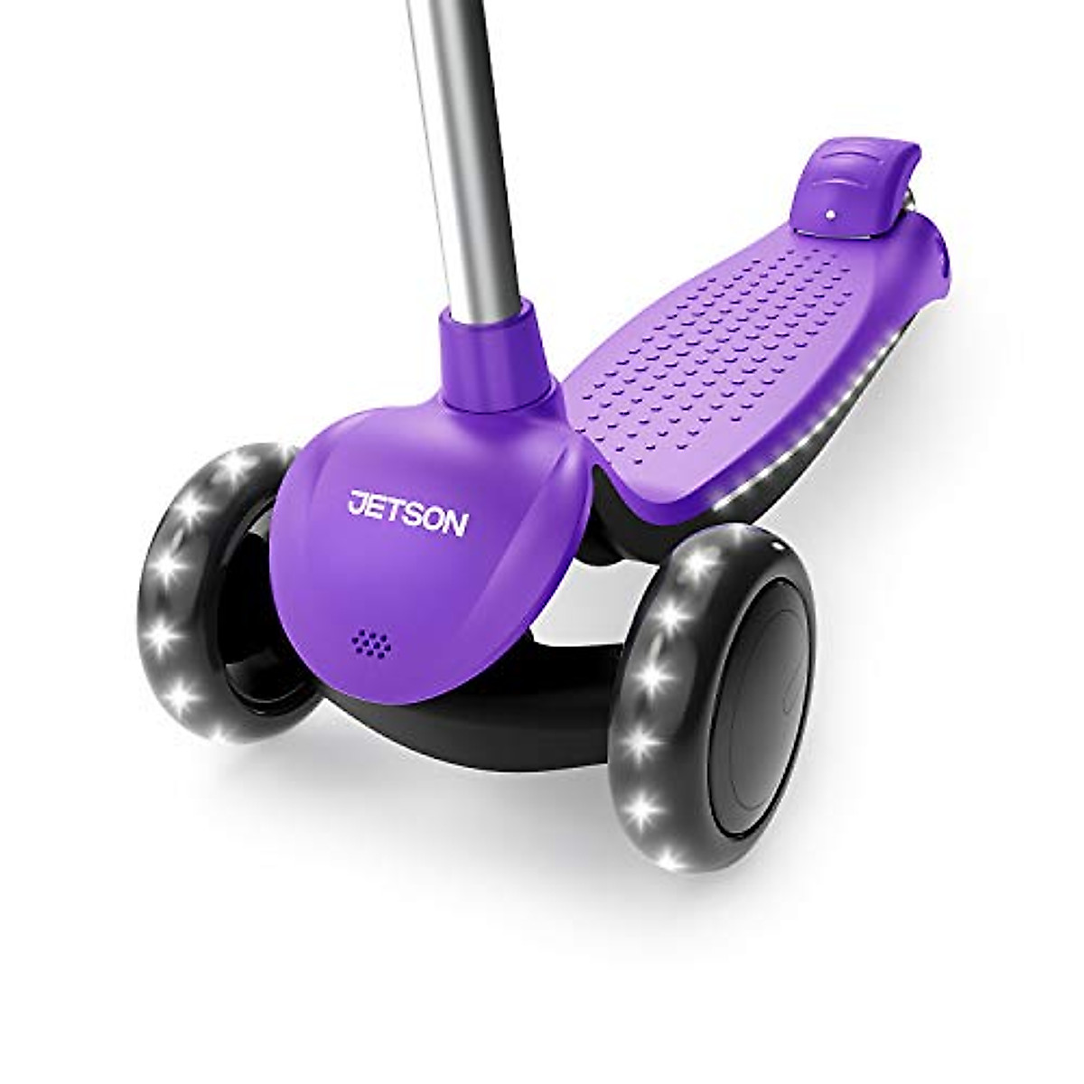 Jetson Scooters - Lumi 3 Wheel Kick Scooter (Purple) - Kids Three Wheel Push Scooter with Adjustable Height Handlebars - Ultra-Lightweight Design with High Visibility Light Up LEDs on Stem and Wheels