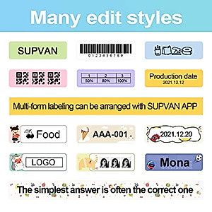 SUPVAN E10 Black Thermal Label Maker with Label Tape, Accessories Black Cute Ears for E10 Sticker Printer Bundled Products