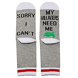 POFULL Novelty Gamer Gift Sorry I Can't My Villagers Need Me Video Game Lover Gift Funny Gaming Socks (My Villagers Need Me socks)