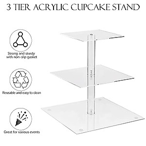 Cupcake Stand, Othran Cupcake Tower 2 Sets, 3 Tier Acrylic Cupcake Display Stand Cupcake Holder for Wedding, Birthday, Theme Party, Baby Shower, Christmas