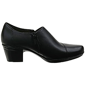 Clarks womens Emslie Warren Slip On Loafer, Black Leather, 7.5 Wide US