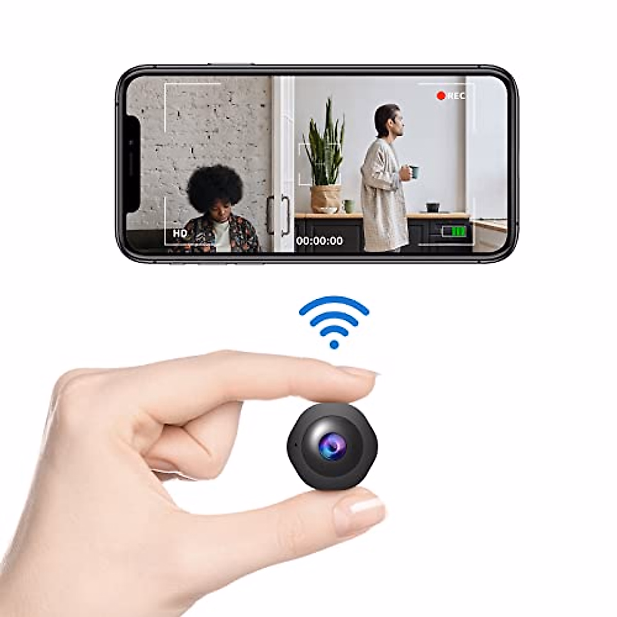 Mini Spy Hidden Camera WiFi Nanny Cam with App 1080P HD Small Wireless Portable Home Security Cameras Covert with Night Vision Motion Detection Built in Battery 32Gb SD Card for Home Indoor Outdoor