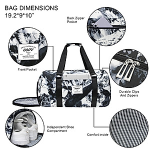 GGOV Duffle Bag for Travel Sports Gym Luggage Crossbody Tote bag with Shoe Compartment and Trolley Sleeve Carry on Duffel Bag for Women and Men Collapsible with Zipper，Multiple Pockets