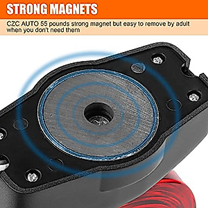 CZC AUTO 12V Magnetic Trailer Lights Two Sided Red & Amber Magnetic Tow Lights Kit 20' 55lb Magnetic Strength, Turn Brake Running Lights for Trailer RV Truck Car Bike Tow Dolly