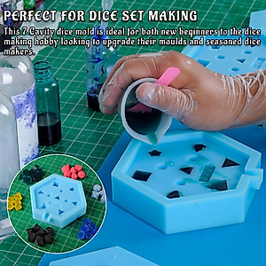 CZYY DND Dice Mold Silicone 7 Standard Polyhedral Sharp Edge Dice Slab Mould for D&D, Tabletop RPG