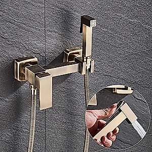 icVantA Shower System Antique Bronze Bidet Shower Faucets Brass Hygienic Shower Spray Airbrush Tap Hot & Cold Mixer Toilet Spray Bidet ShowerRound Model，Square Model