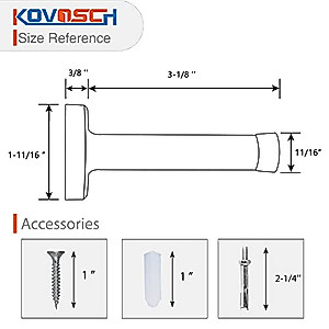 KOVOSCH 2 Pack Door Stoppers, 304 Stainless Steel Door Stop，Modern Heavy Duty Rigid Door Holder with Mute Rubber Bumper Tip and Hardware Screws, Brushed Finish