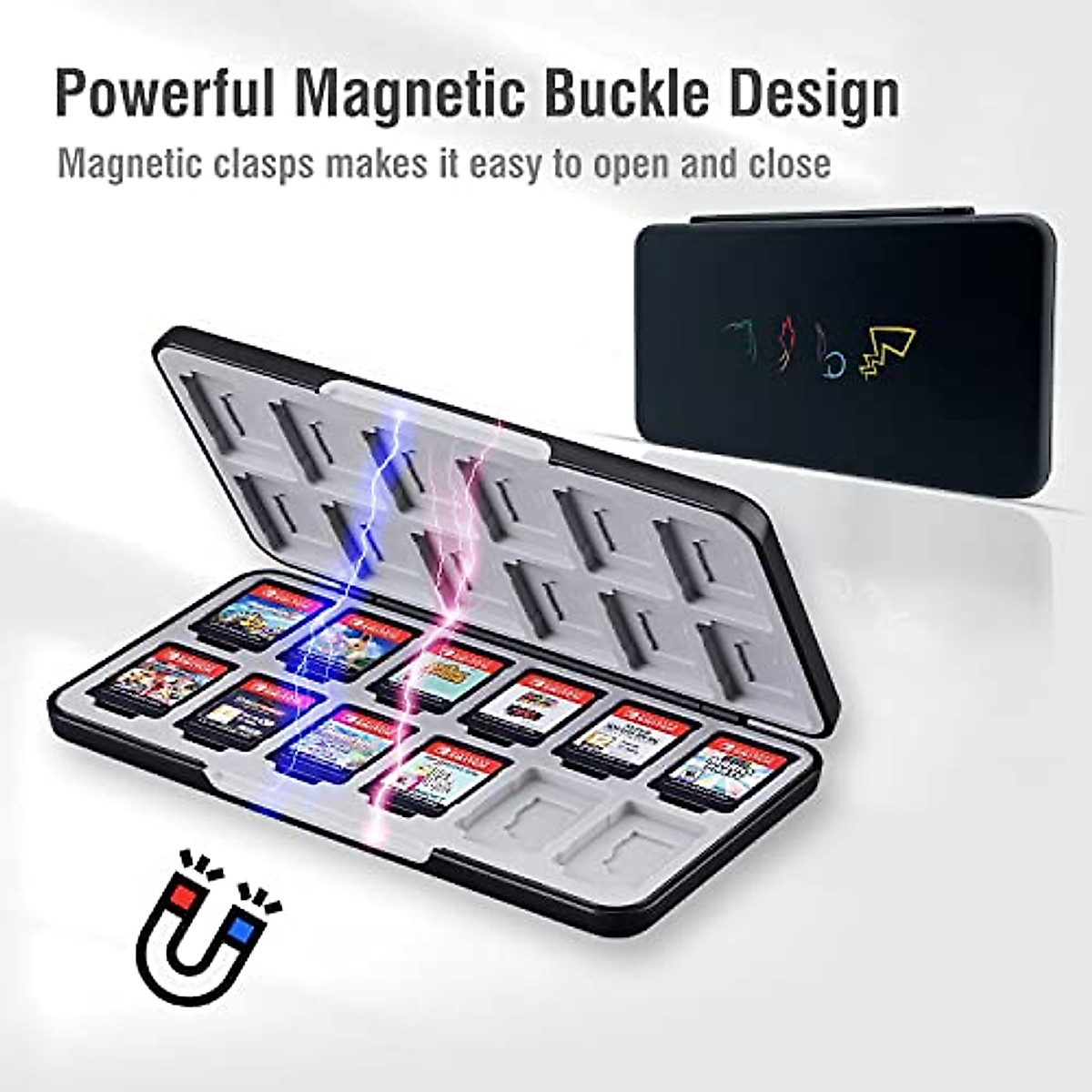 NOOP Game Card Case for Nintendo Switch& Switch OLED Game Card and Micro SD Card, Portable Switch Game Holder with 24 Game Card Slots and 24 Micro SD Card Slots (pokemon)