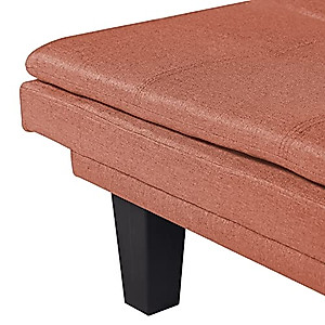 Morhome Futon Bed,63.4” Convertible Sleeper Tapered Wood Legs,Small Splitback Sofa for Living Room,Bedroom,Orange