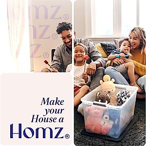 HOMZ 64-Quart Clear Plastic Stackable Storage Bin with Lid Container Box with Latching Handles for Home Garage Organization, Clear (6 Pack)