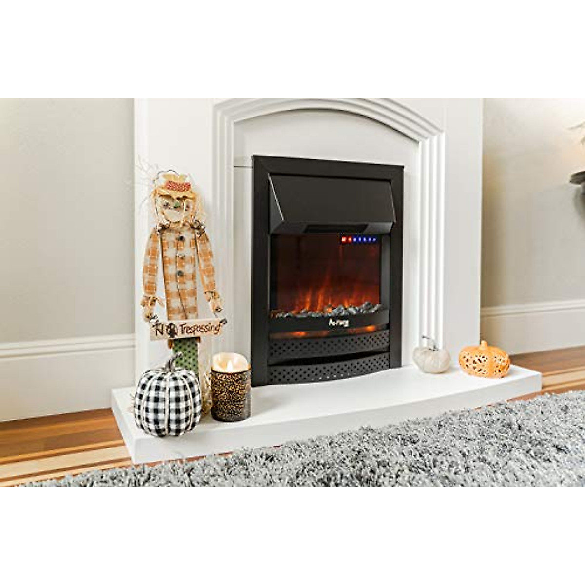 e-Flame USA Abbotsford 23"x19" LED Electric Fireplace Stove Insert with Remote - 3D Logs and Fire (Black)