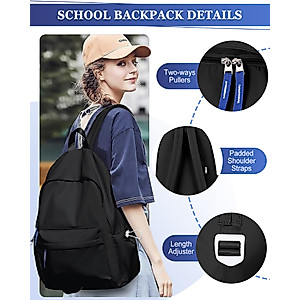 School Backpack for Teen Girls,Simple School Book Bag Waterproof High School Backpack for Boy Middle Student Bookbag College Backpack for Women Men Casual Daypack Travel Aesthetic Backpacks Black