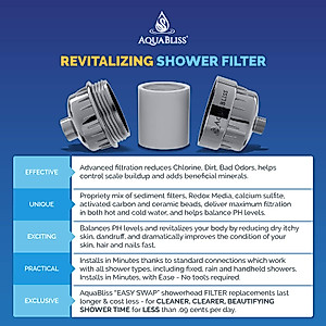 AquaBliss SF100 High Output Revitalizing Shower Filter & TurboSpa 3 Inch High Pressure Shower Head w/Flow Restrictor Plus 3 AquaBliss Replacement Cartridge SFC100 High Output Multi Stage Filter