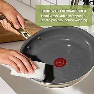 T-fal Preserve Ceramic, Ceramic Non Stick Fry Pan 12 Inch, Oven Broiler Safe 350F, Inoceram Glide Technology, Even Heat Base, Nonstick Cookware, Pots and Pans, Kitchen Frying Pan, Skillet, Beige