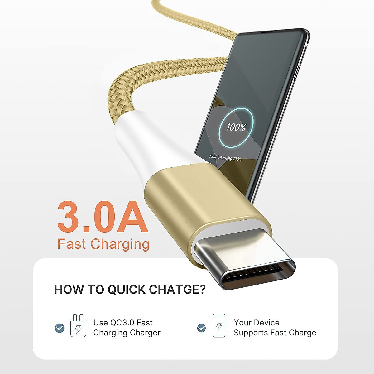 USB C Cable,3/3/6/6/10FT 5pack Charging Cable USB C 3.1A Fast Charging Cable Nylon Long USB Type C Cable for Samsung Galaxy S22 Ultra S21 S20 S10 S9 S8 Plus,Redmi,Sony Google Pixel